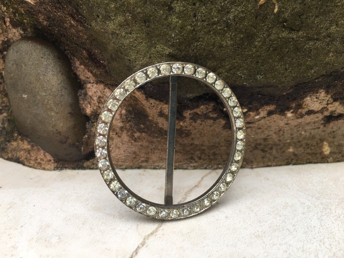 Vintage Sash Buckle, Round Slide Buckle , Made in Czechoslovakia, 1920 ...