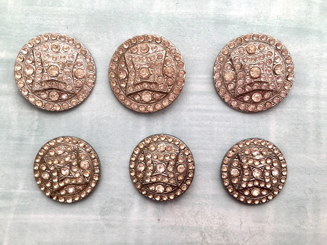 Vintage Rhinestones Buttons, Diamanté Buttons, Unused Old Shop Stock - Etsy