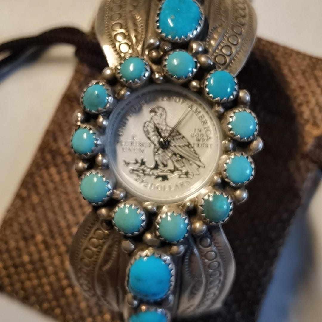 Native American Navajo, Watch Bracelet 925 Sterling, Turquoise (UA5) - Etsy