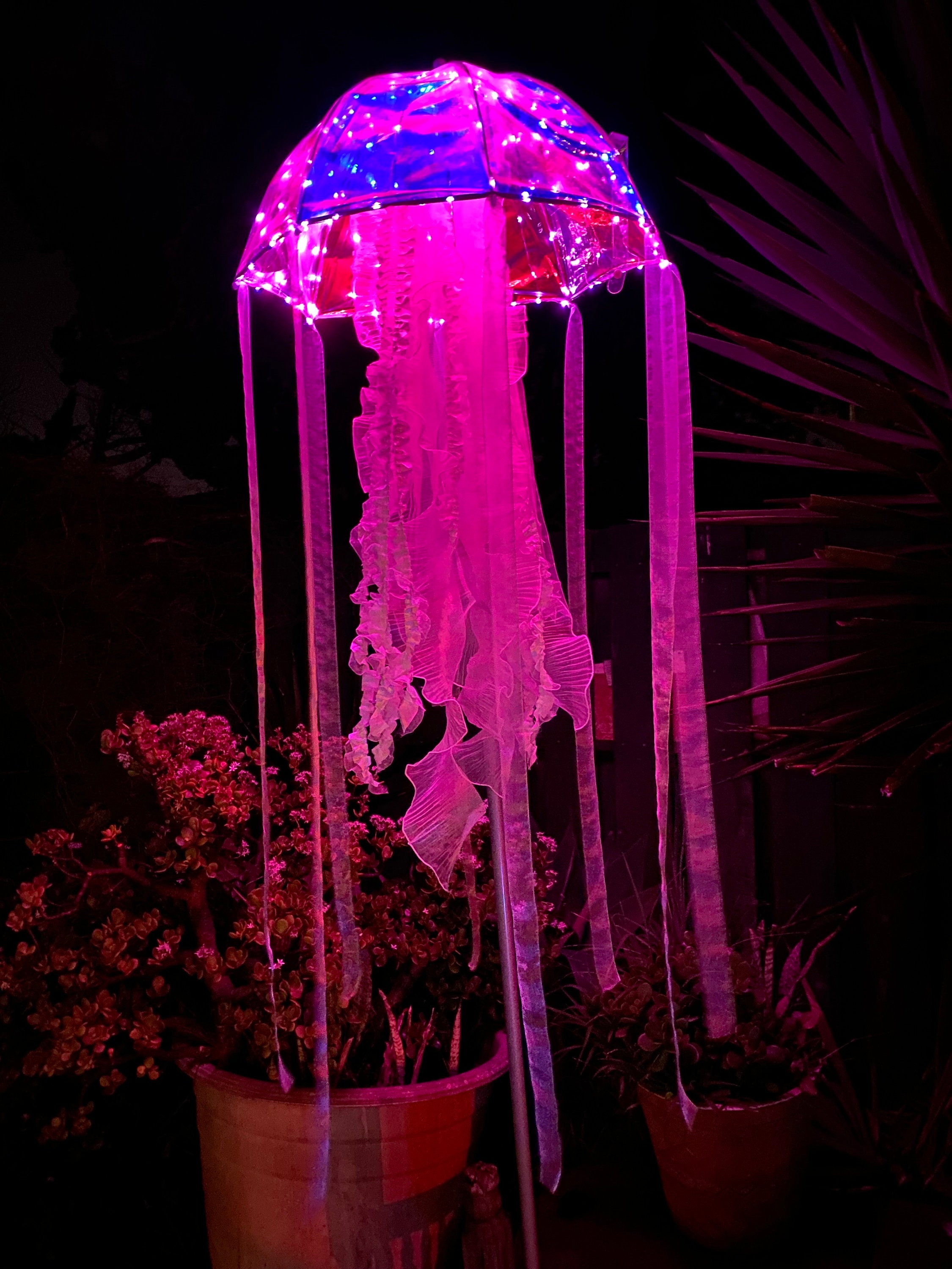 RUSH Order-jelly Fish Umbrella Led Light Festival Totem Pole Rave Totem ...