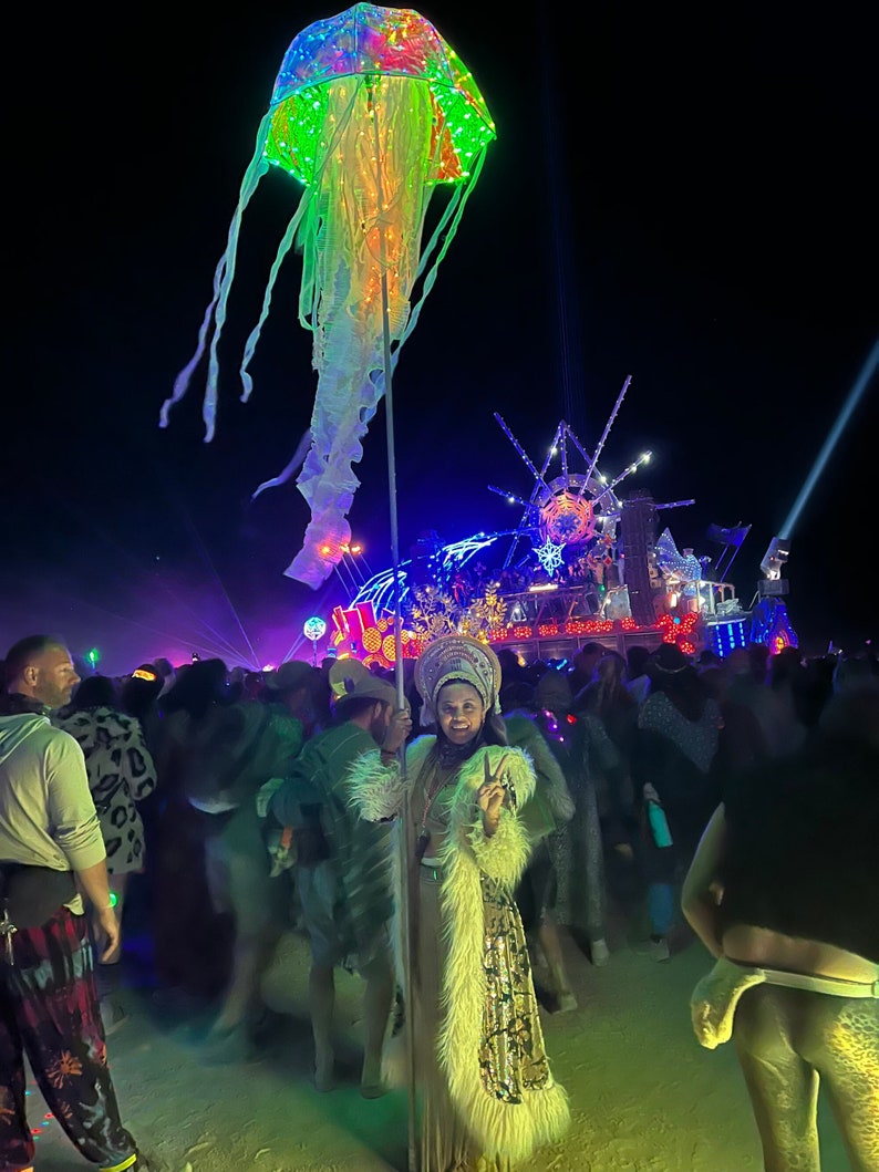 RUSH Order-jelly Fish Umbrella Led Light Festival Totem Pole Rave Totem ...