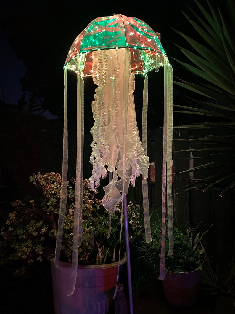 RUSH Order-jelly Fish Umbrella Led Light Festival Totem Pole Rave Totem ...