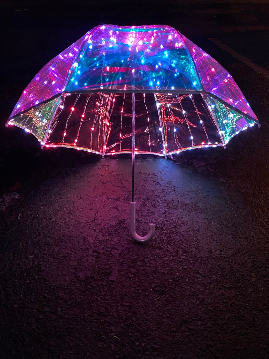 LED Light Umbrella Totem Halographic Iridescent Music Festival Burning ...