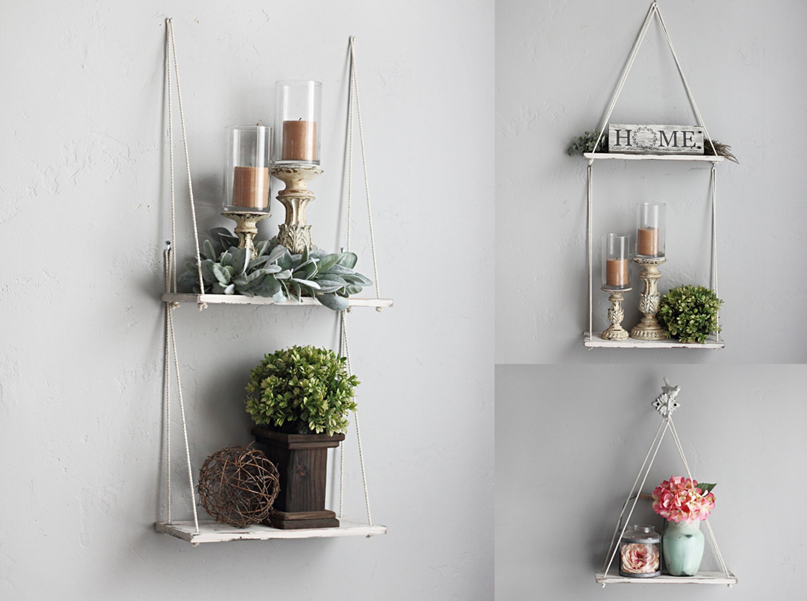 Rope Shelf Set of 2 Hanging Shelves Hanging Rope Shelves | Etsy