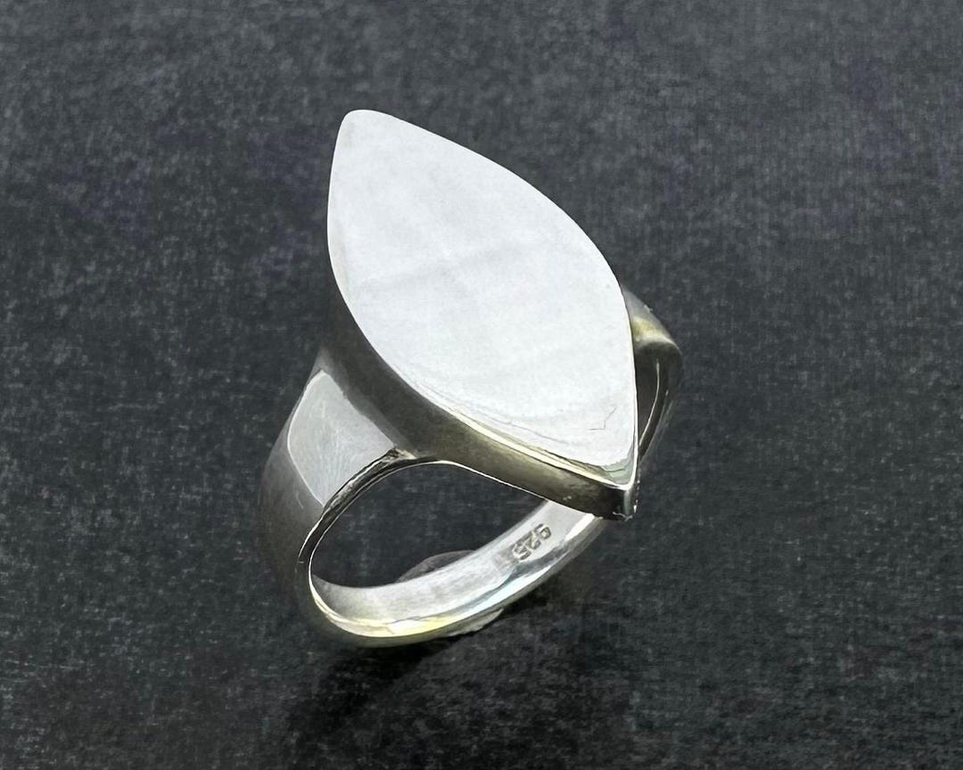 Marquise Sterling Silver Signet Ring: Handmade Statement Jewelry - Etsy