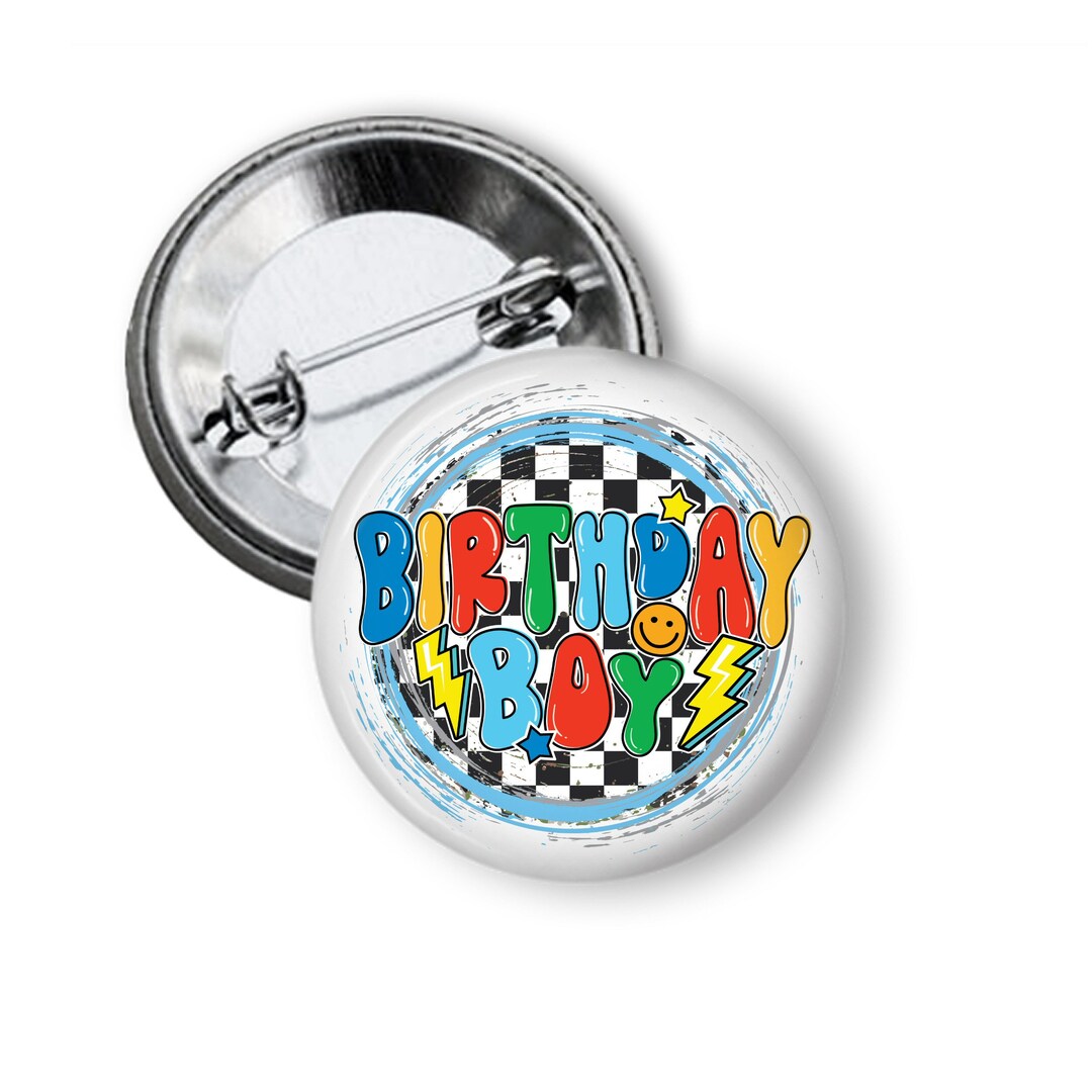 Groovy Retro Birthday Boy Button Pin - Fun and Stylish - Etsy