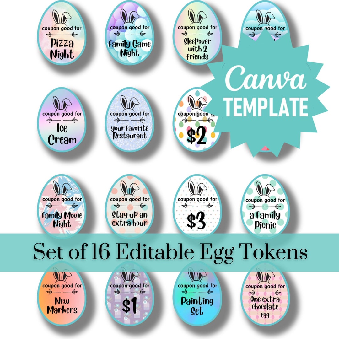 Easter Egg Tokens Editable Easter Egg Coupons Printable Easter Egg ...