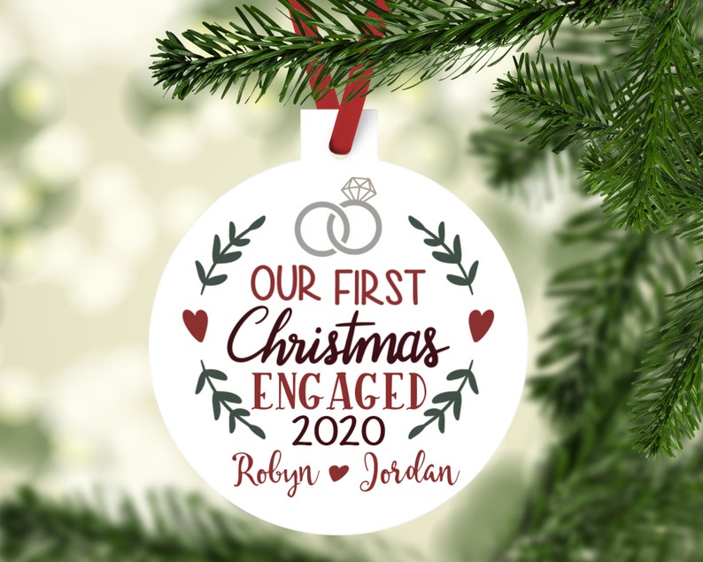 Our First Christmas Engaged Personalized Engagement Ornament - Etsy