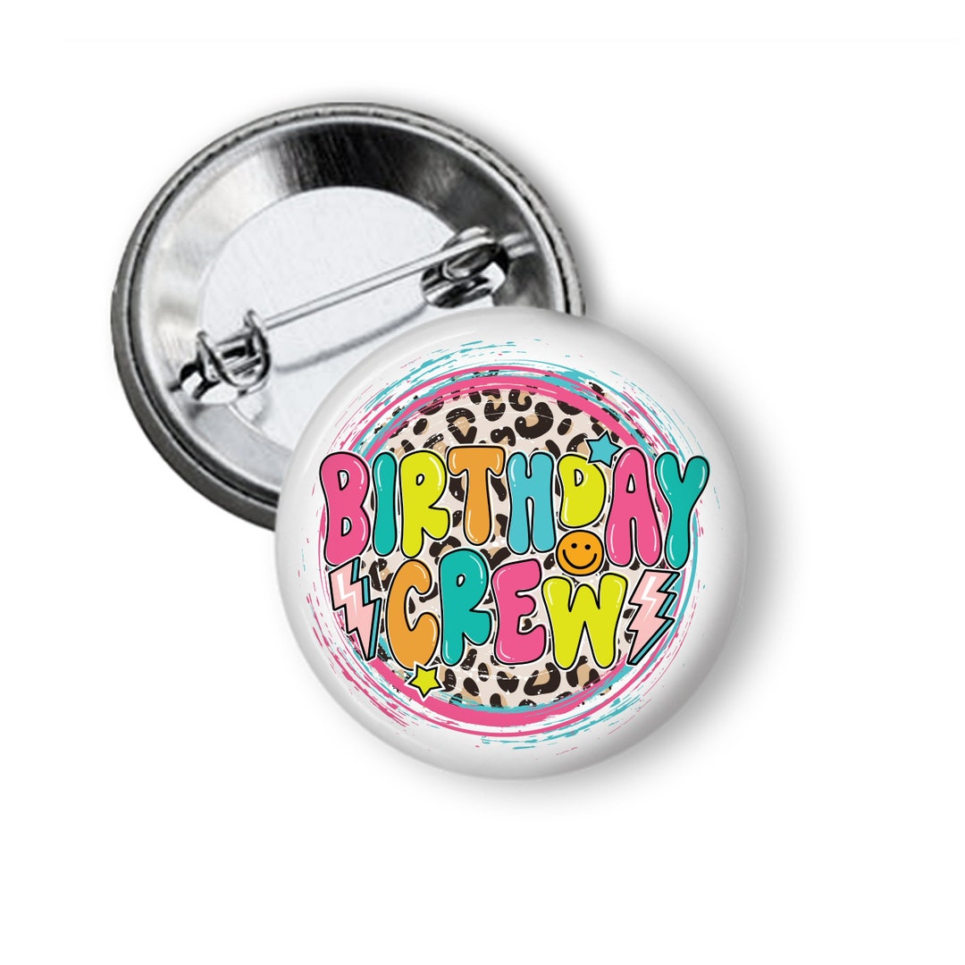 Retro Birthday Crew Pin Groovy Style Fun and Funky Accessory for ...