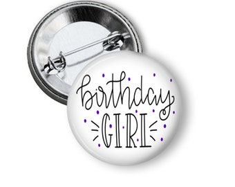 Birthday Girl With Gold Accents Gift for Her Button Pin | Etsy