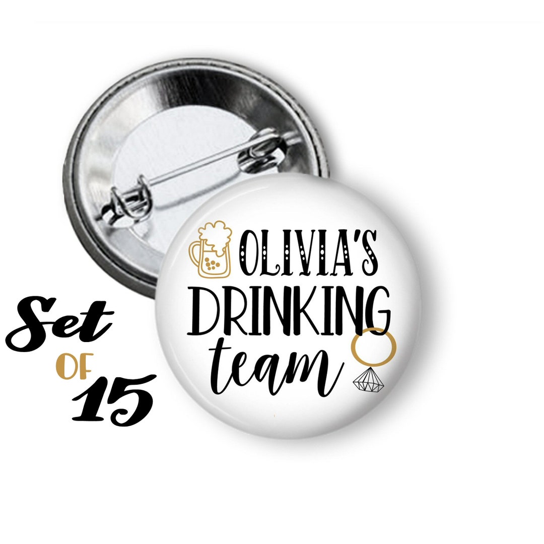 Personalized Drinking Party Button Pins Set of 15 FREE Shipping - Etsy