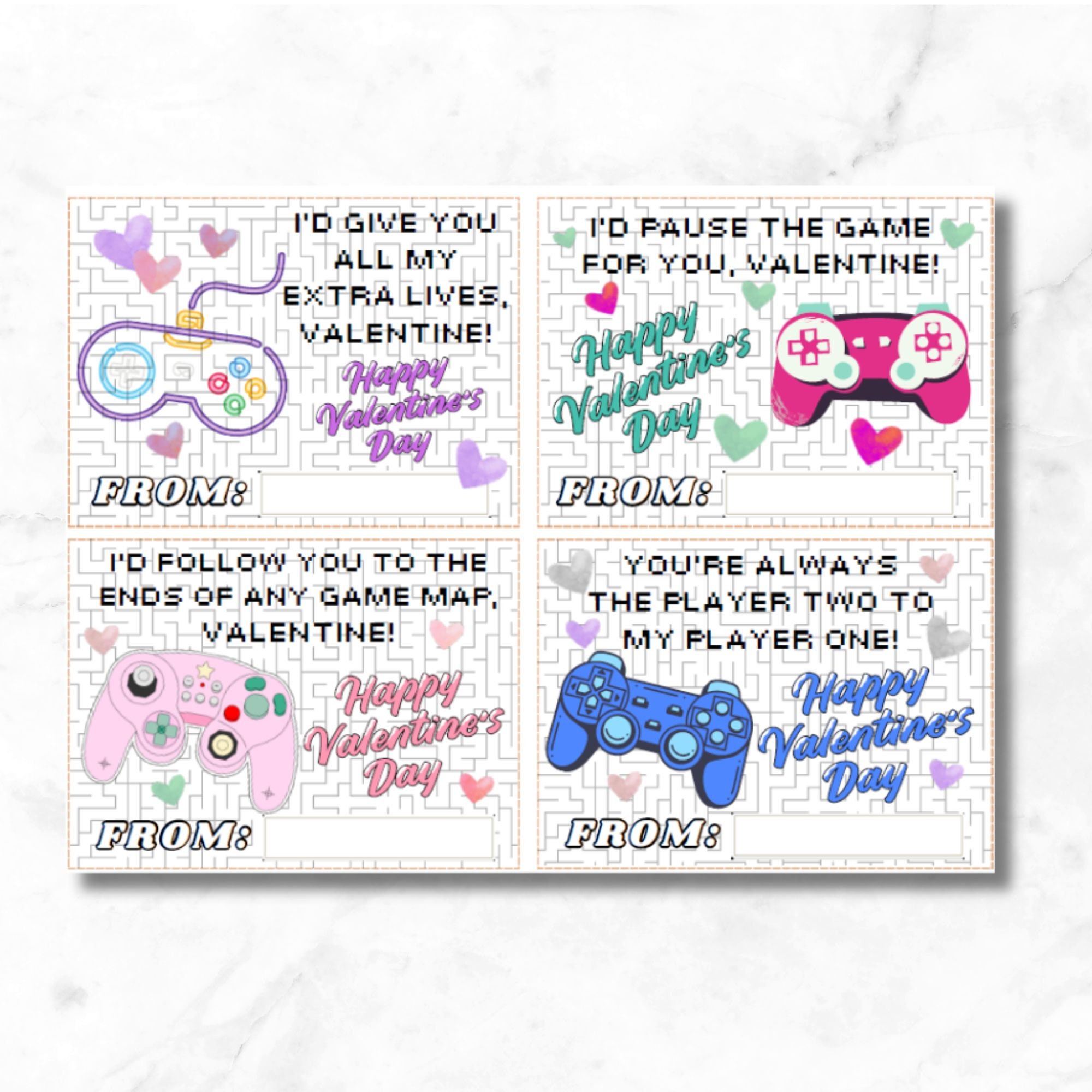 Printable Gaming Valentines Day Cards for Kids - Digital Classroom and ...