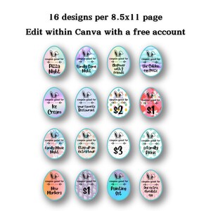 Easter Egg Tokens Editable Easter Egg Coupons Printable Easter Egg ...