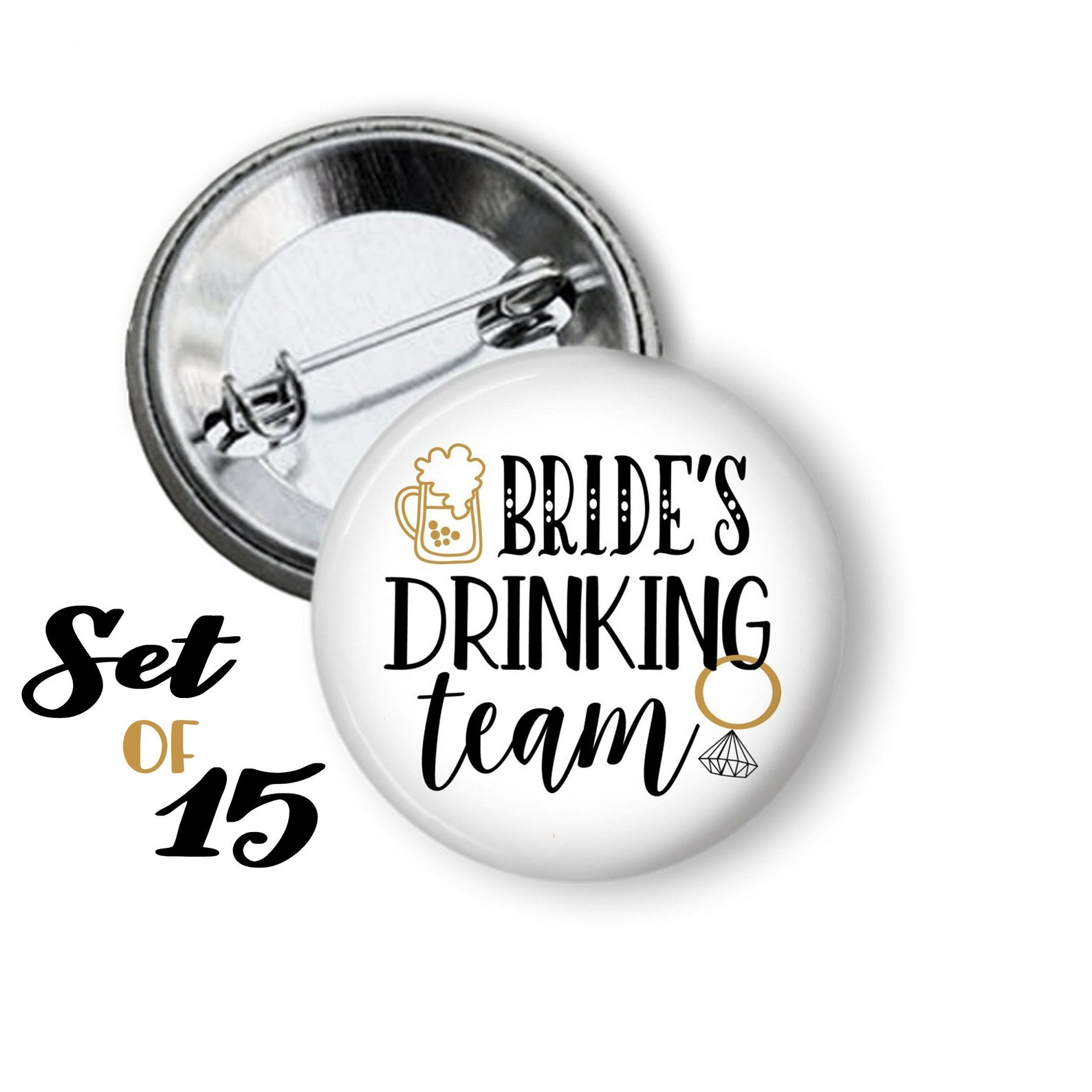 Brides Drinking Team Bachelorette Party Buttons Set of 15 with | Etsy