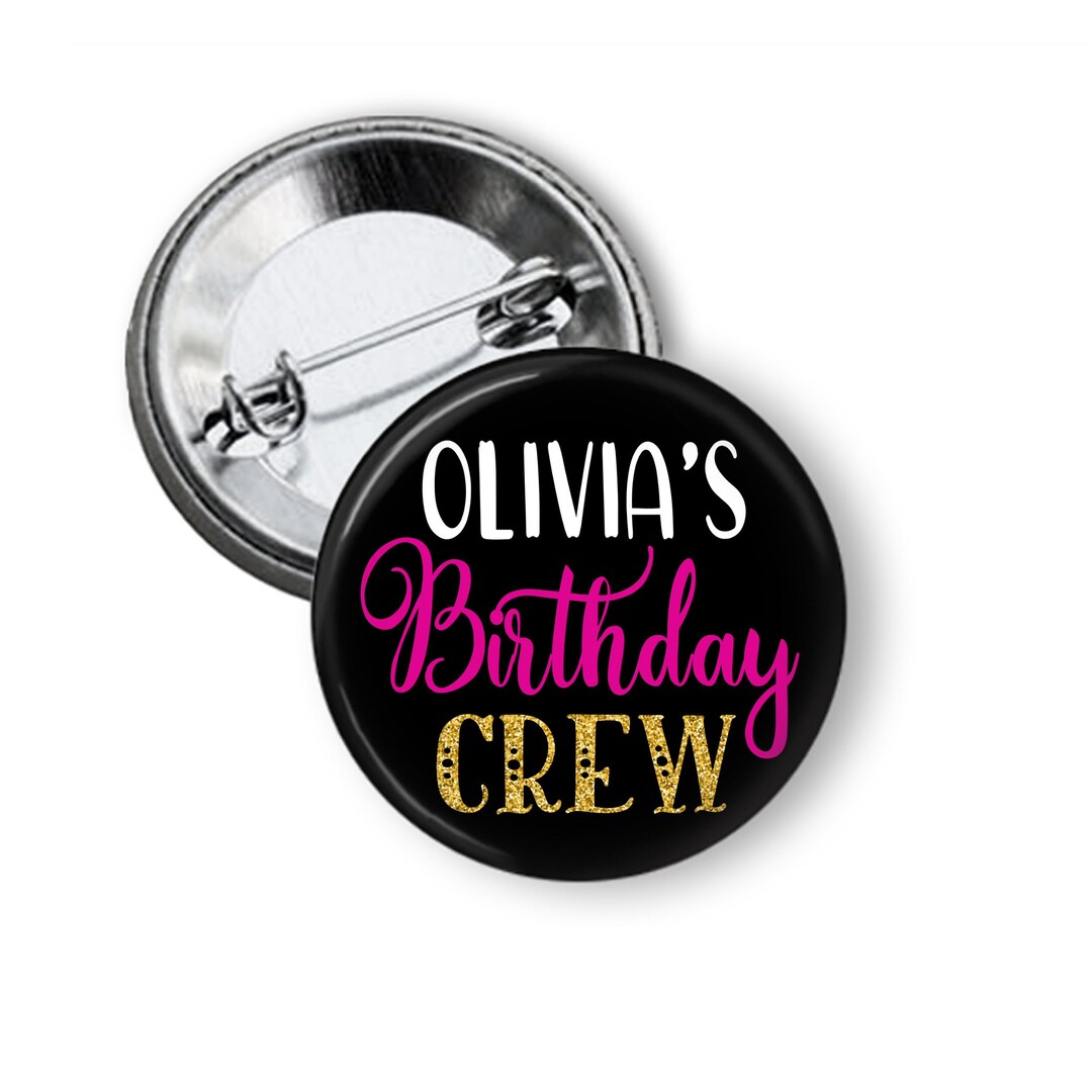 Personalized Birthday Girl Button Pin Party Favors - Etsy