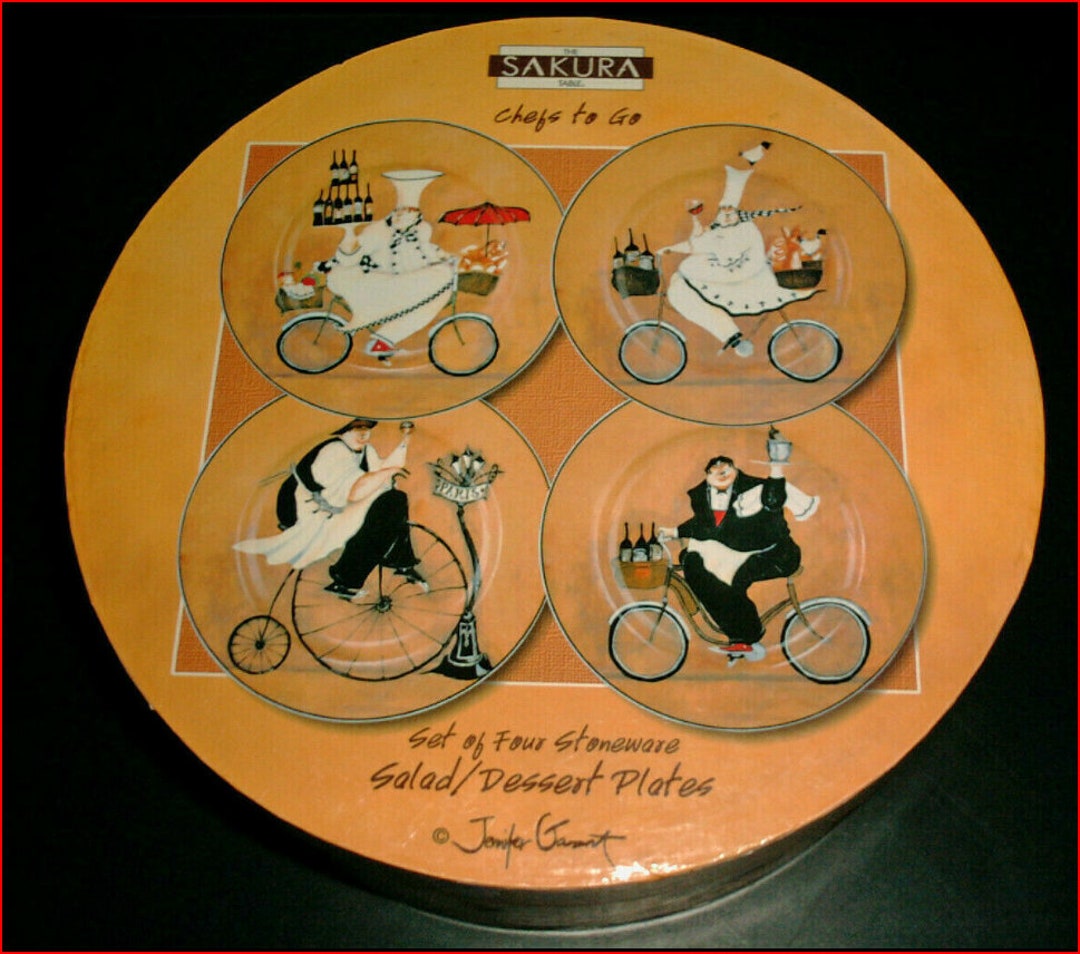 Jennifer Garant CHEFS TO GO Salad/dessert Plates Vintage Box of 4 ...