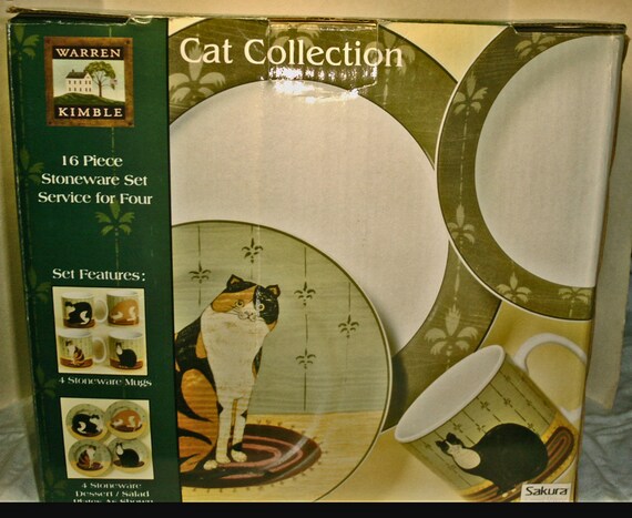 Warren Kimble CATS Dinnerware Set 16 Piece Vintage Sakura by - Etsy