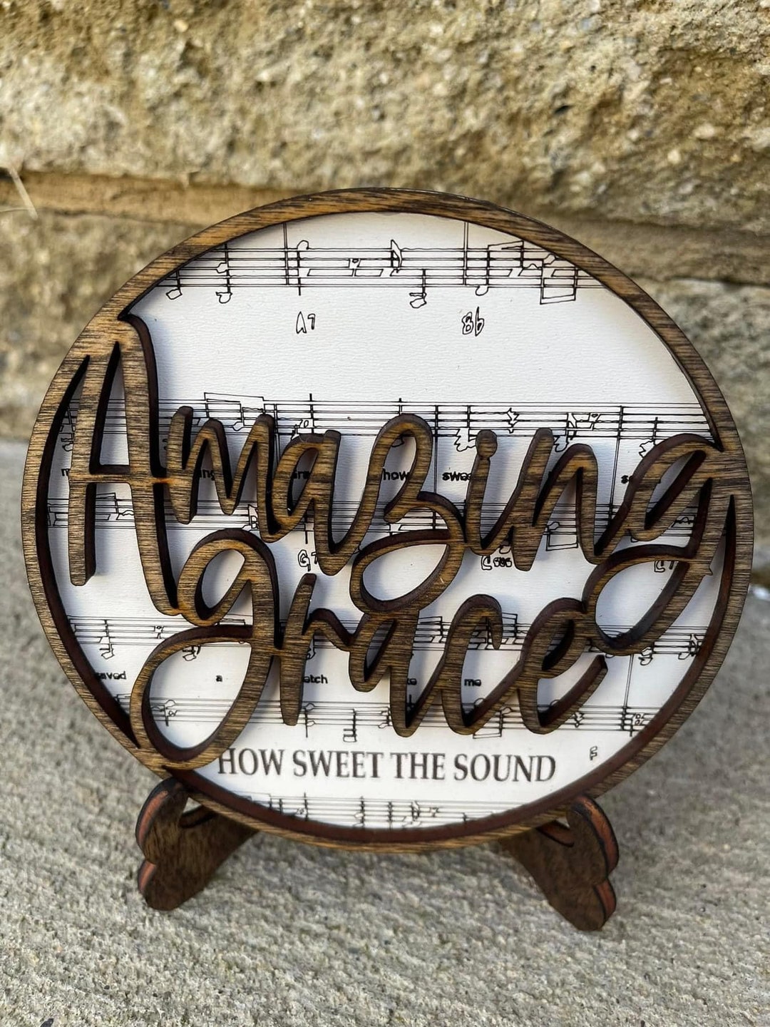 Amazing Grace Hymn Sign.. Wood Laser Engraved Home Decor 5 Round - Etsy