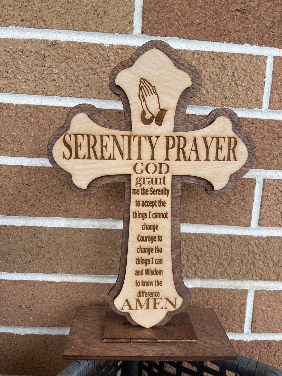 Serenity Prayer Cross Sign Religious Laser Engraved Home/office Decor ...