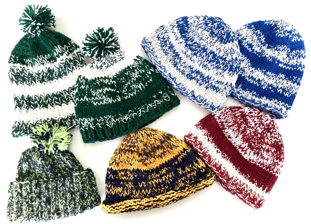 Sports Fans: Hand Knit Beanie Hats in Team Colors - Etsy