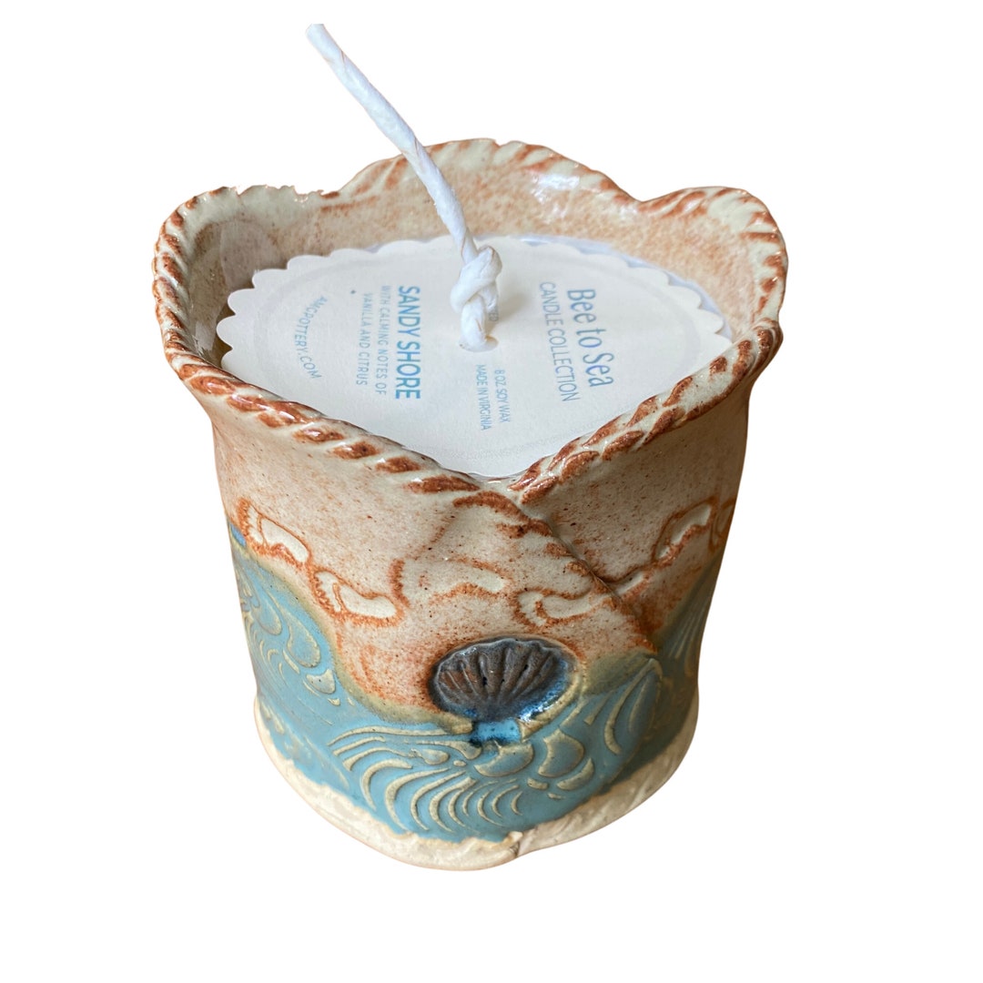 Footprints in the Sand Candle- Beach Candle-pottery Candle- Refill ...