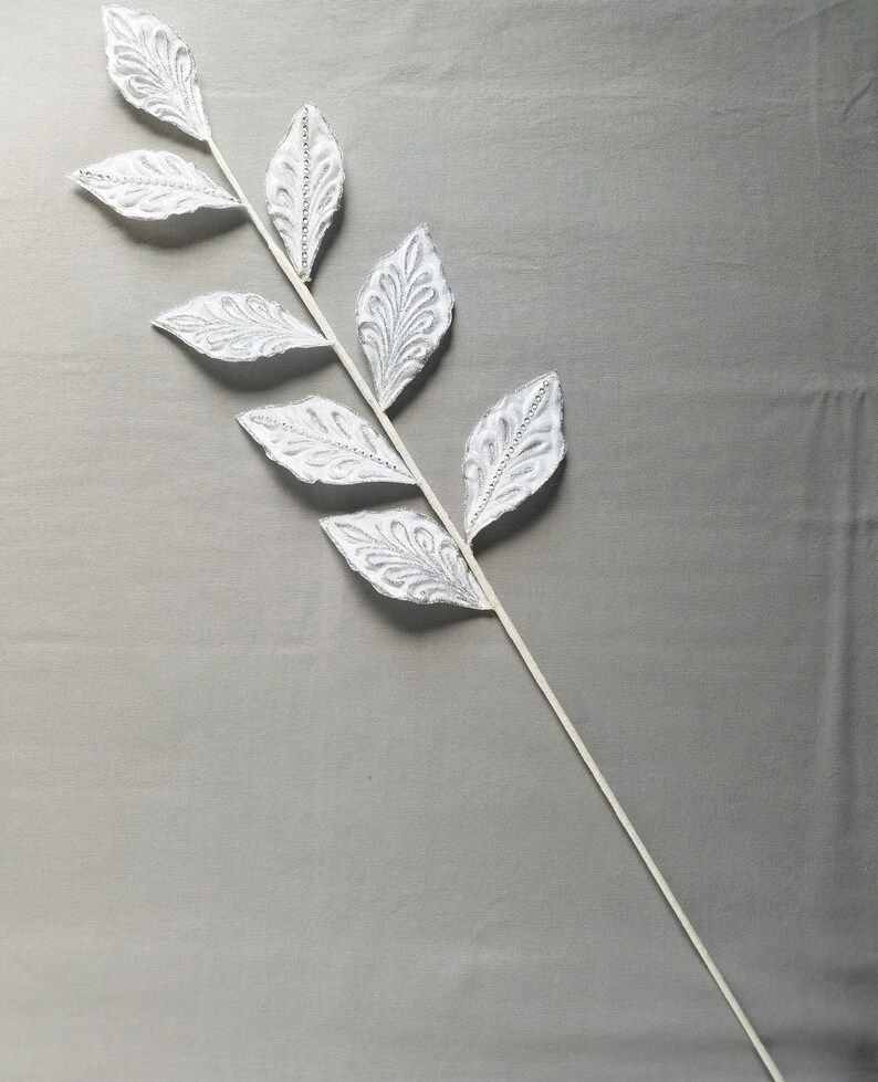 Glamorous White Leaf Stem White Christmas Decor Floral - Etsy