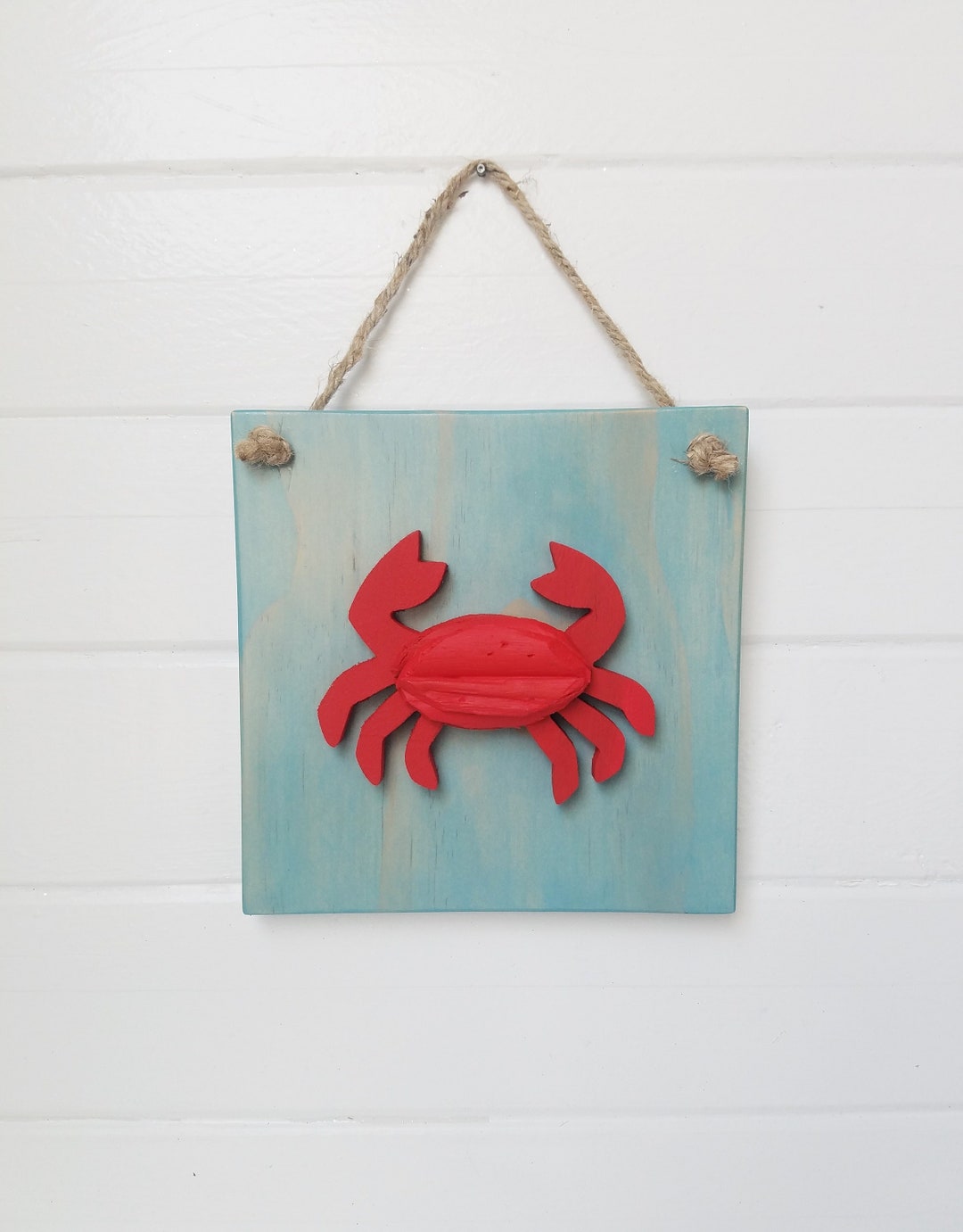 Red Crab Wall Decor, Beach Wall Decor, Coastal Wall Decor, Wood Beach ...