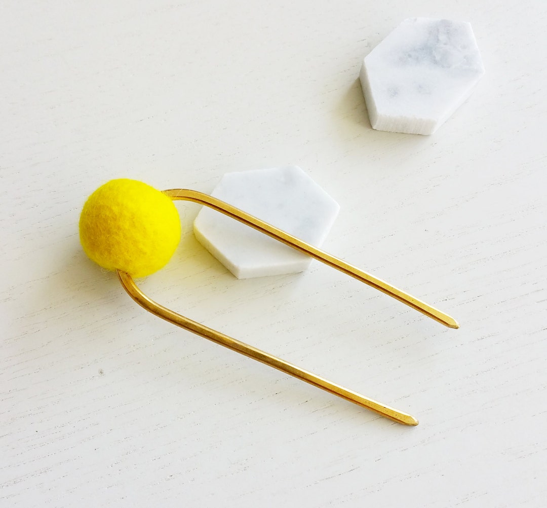 YELLOW BUN PIN_SHORT | Hair Pin, Metal Hair Pin, Gold Hair Pin, Hair ...