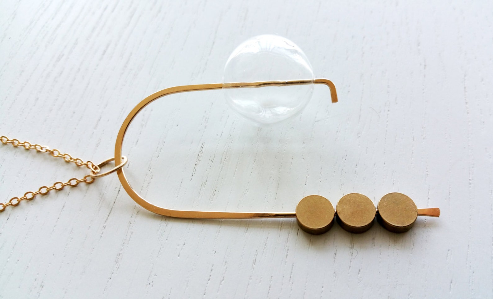 Mobile Necklace, Gold Necklace, Statement, Hand Blown Glass, Asymmetric ...