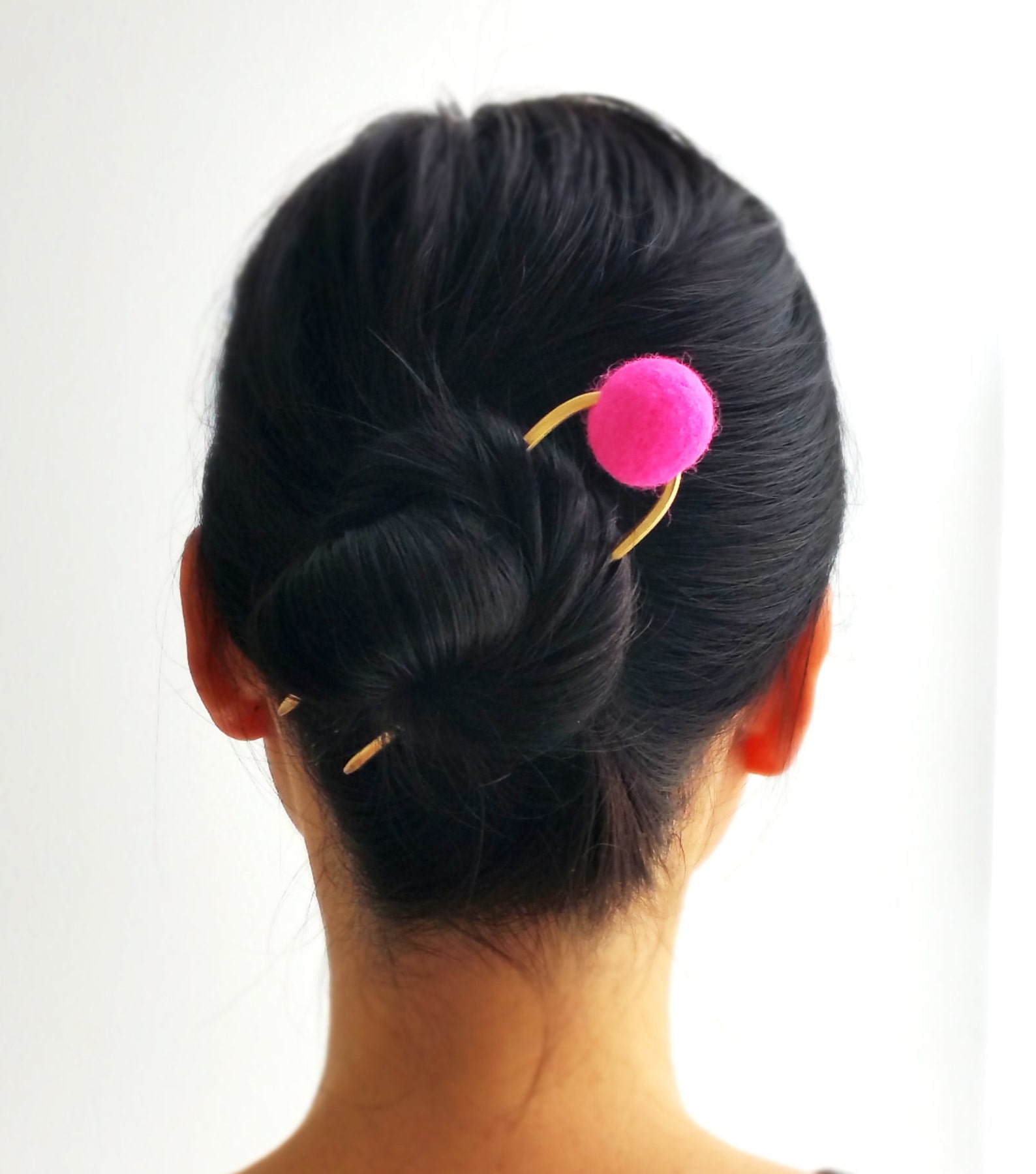 HOT PINK BUN PIN_TALL Hair Pin Metal Hair Pin Gold Hair - Etsy