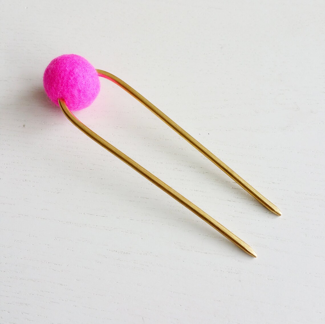 HOT PINK BUN PIN_TALL Hair Pin Metal Hair Pin Gold Hair - Etsy