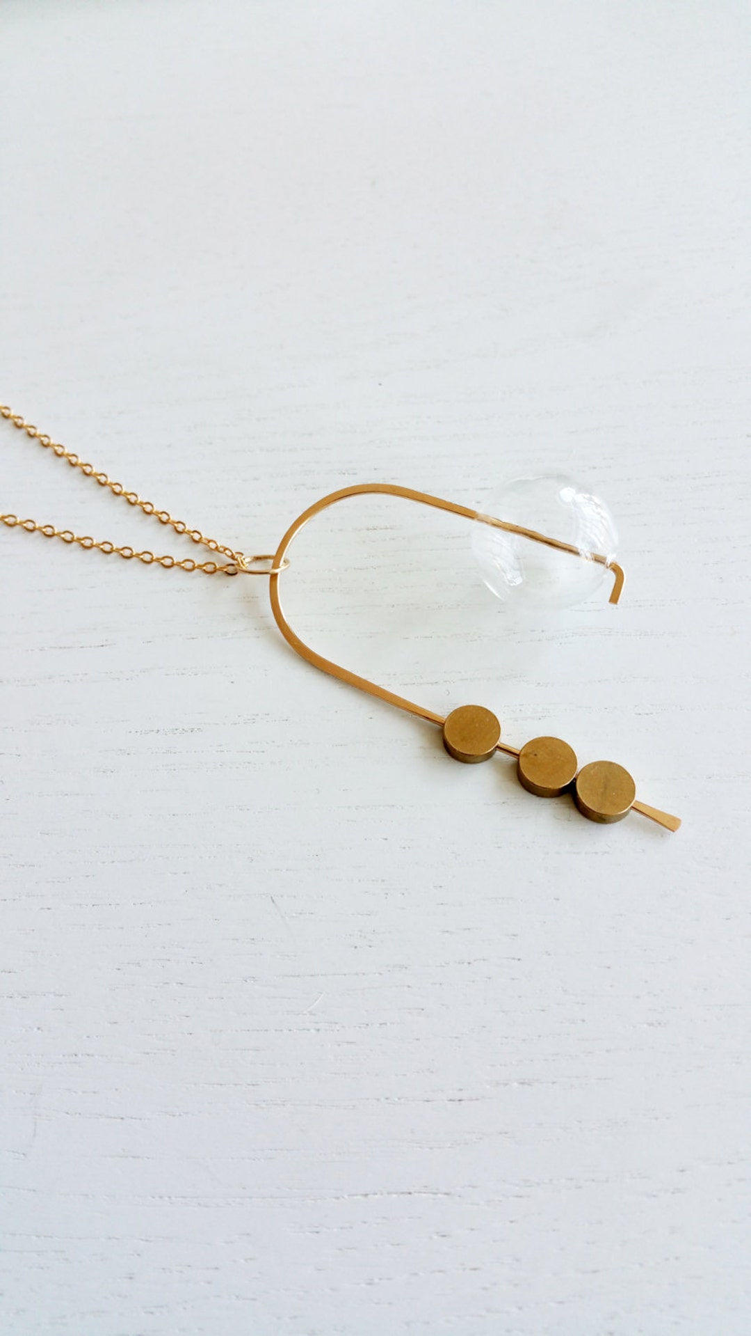 Mobile Necklace, Gold Necklace, Statement, Hand Blown Glass, Asymmetric ...