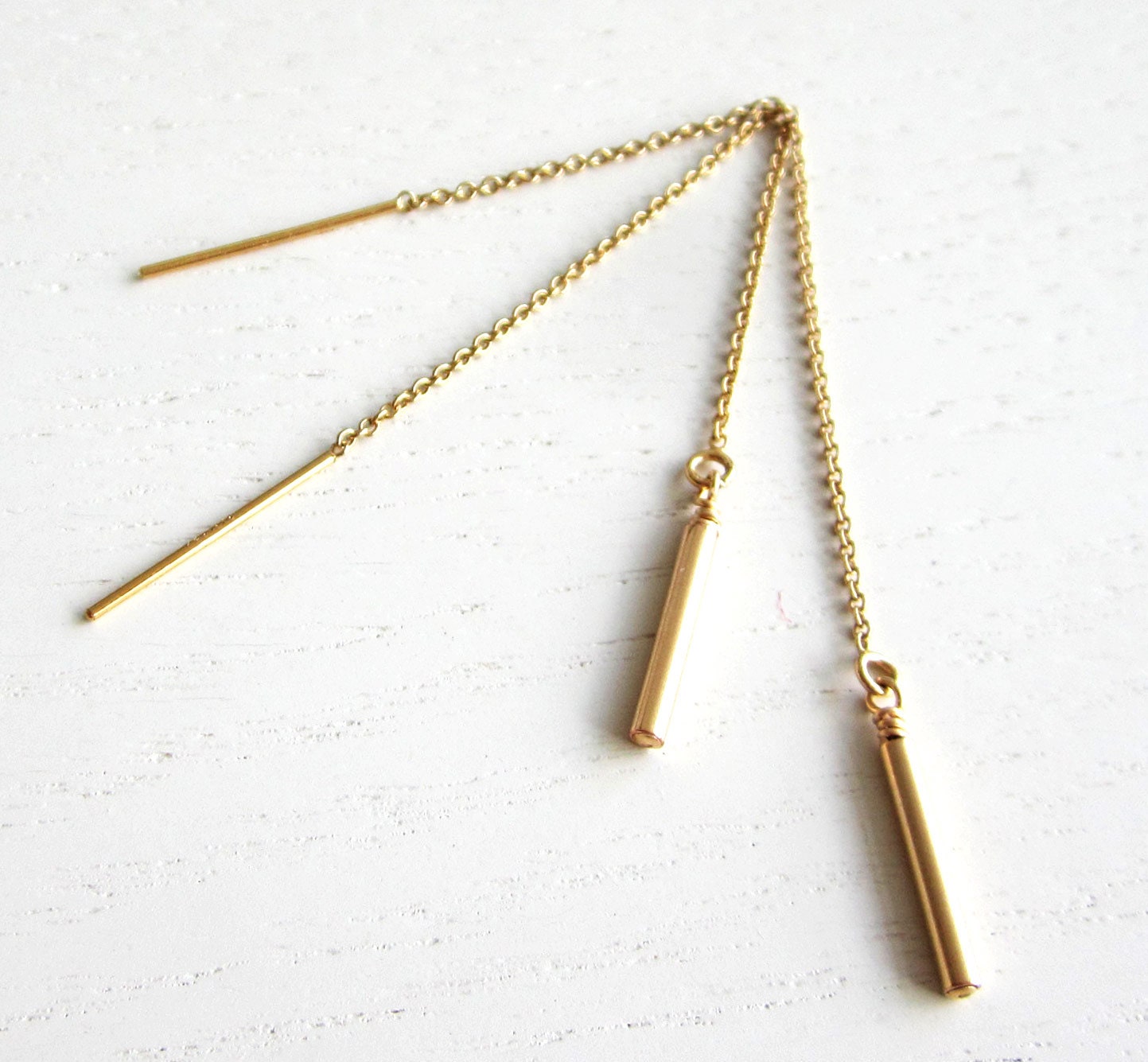 LINE THREADER line earrings long earrings gold earrings | Etsy