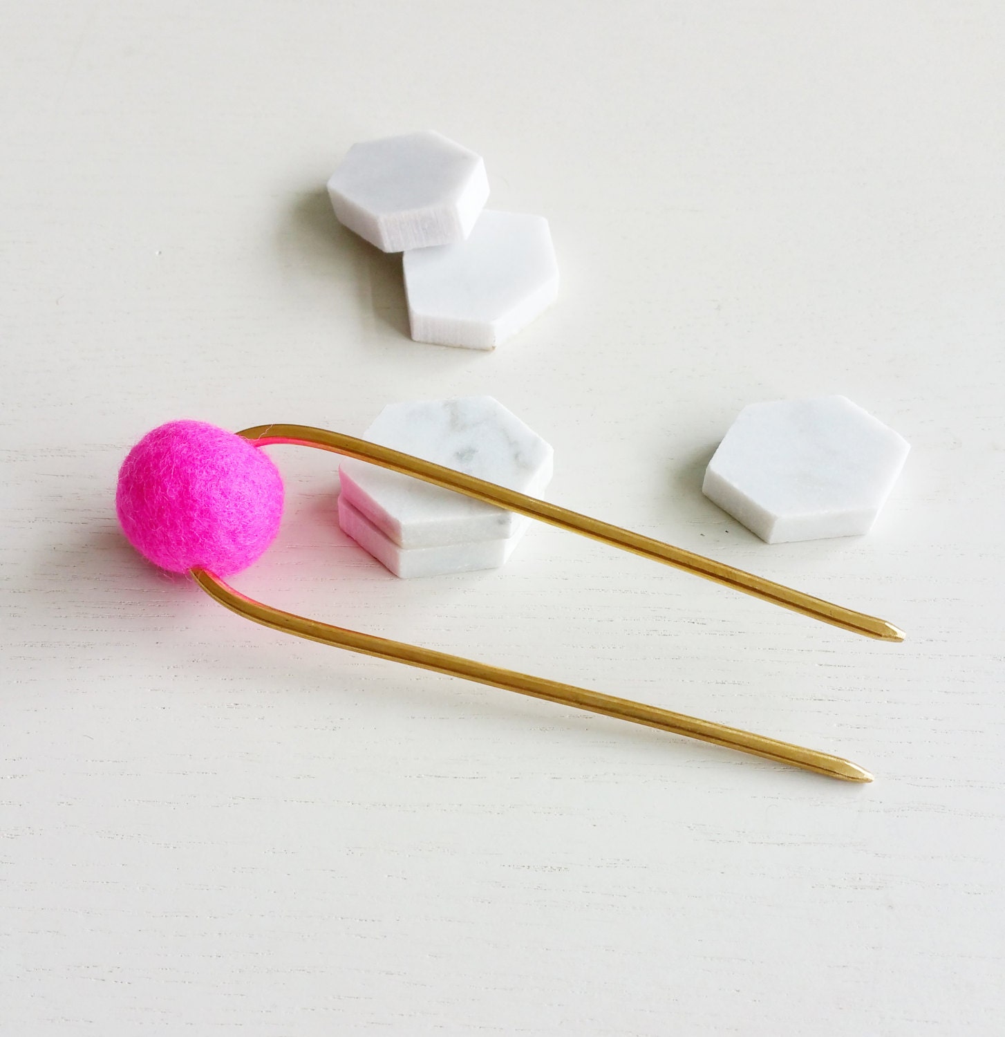 HOT PINK BUN PIN_TALL Hair Pin Metal Hair Pin Gold Hair - Etsy