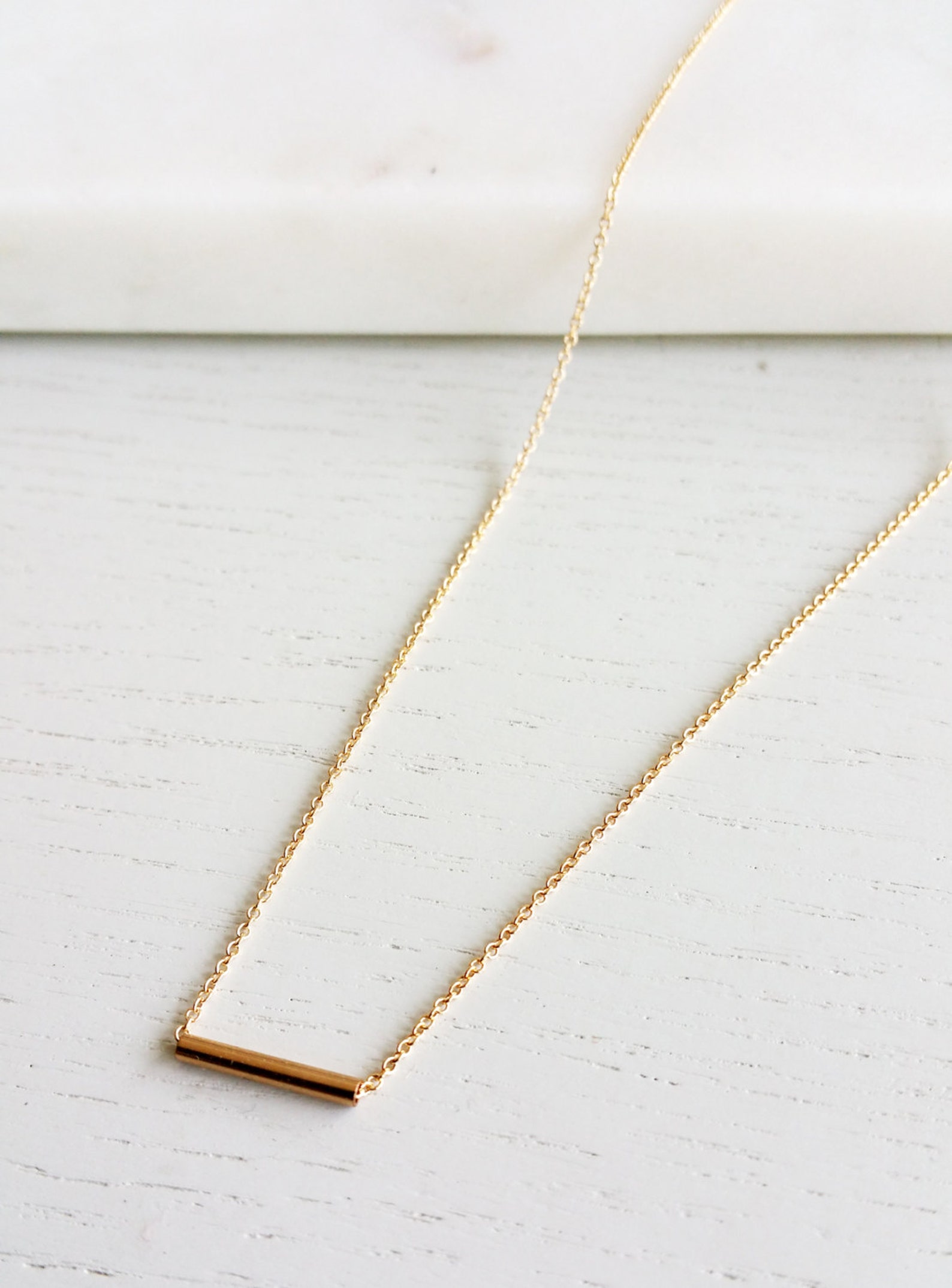 Gold Tube Necklace, Tiny Tube Necklace, Minimal, Bar Necklace, Tube ...