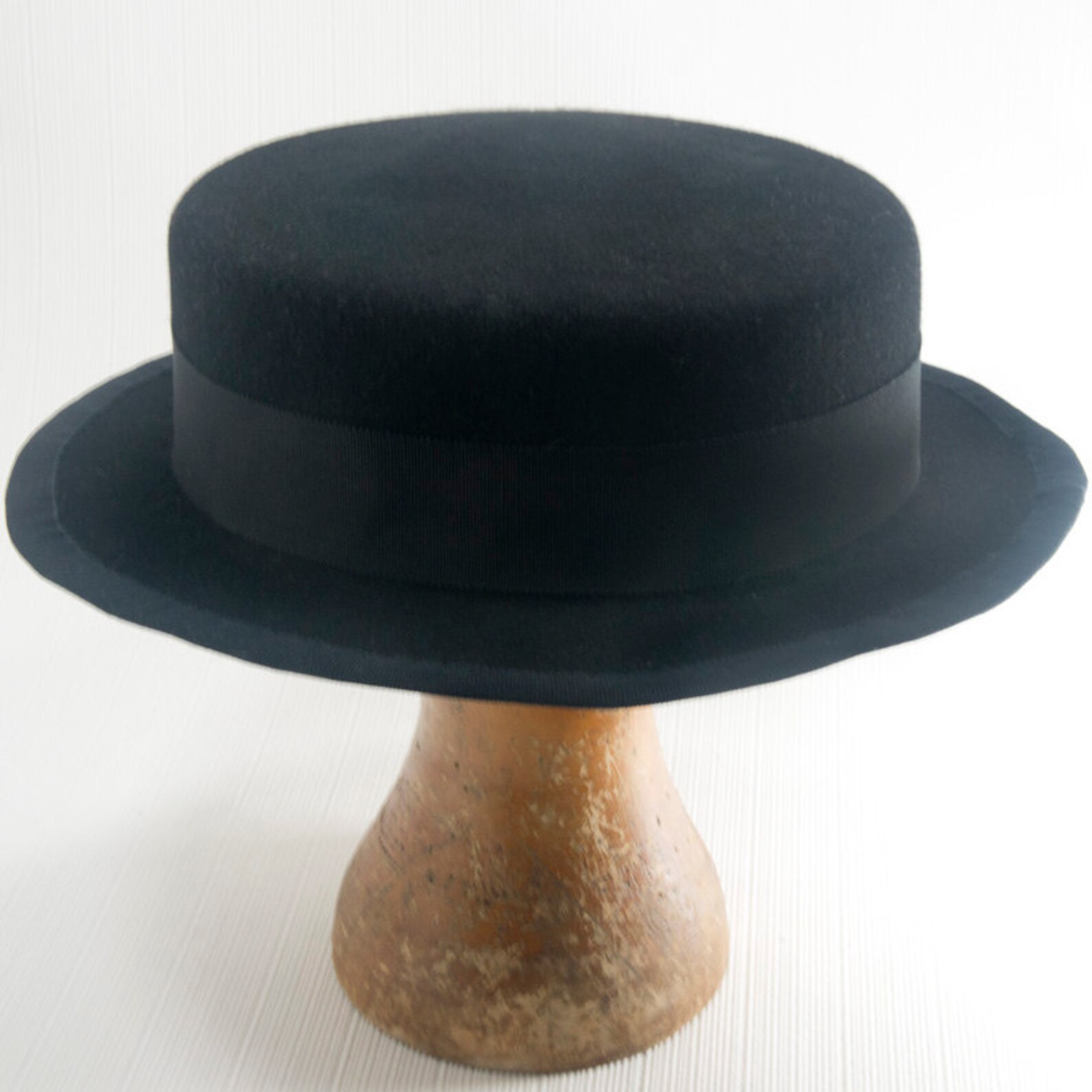Black Wool Felt Boater, Couture Hat, for Women, Made to Order in ...