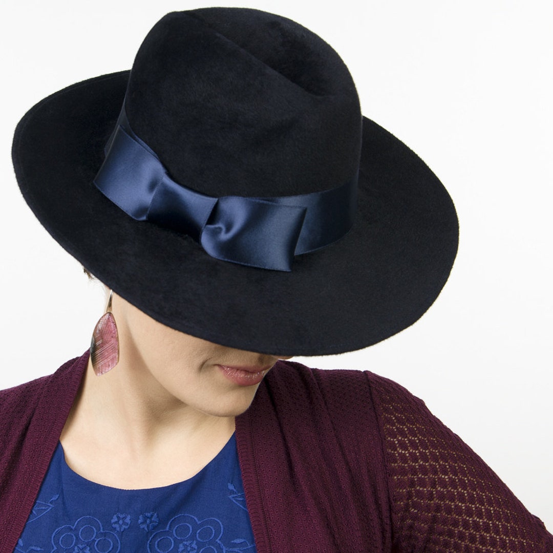 Shiny Blue Velours Felt Fedora for Women - Etsy