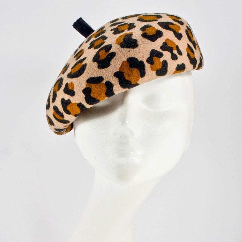 Wool Felt Beret With a Leopard/cheetah Pattern - Etsy
