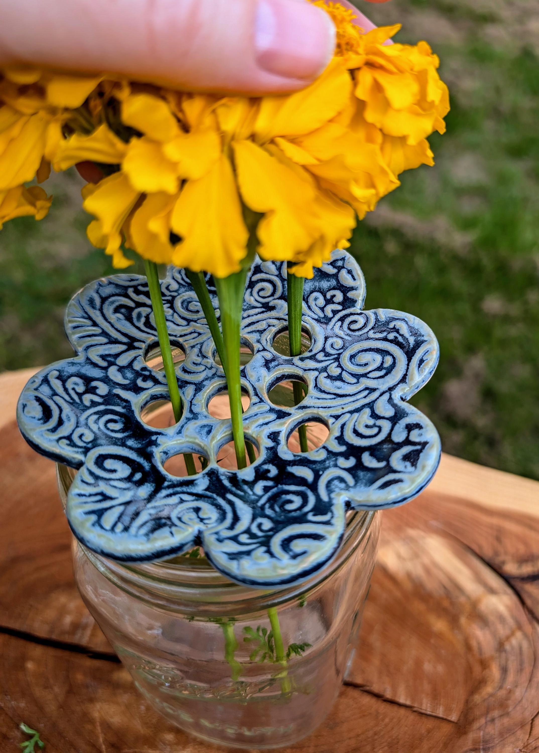 Ceramic Flower Frog for Mason Jars, Handmade Stoneware Flower Vase ...