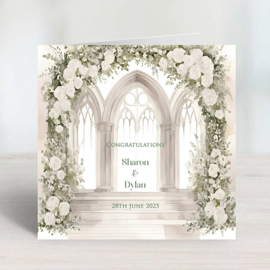 Personalised White & Ivory Church Arches Congratulations, Wedding ...