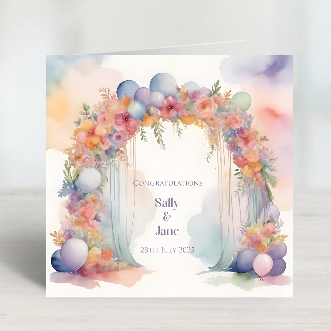 Personalised Rainbow Coloured Arch Congratulations, Wedding ...