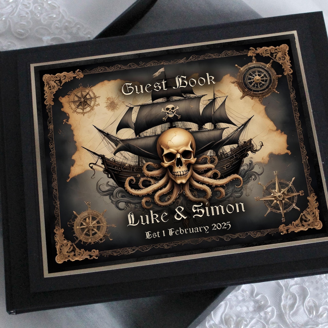 Boxed & Personalised Vintage Pirate Steampunk Inspired Guest Book for ...