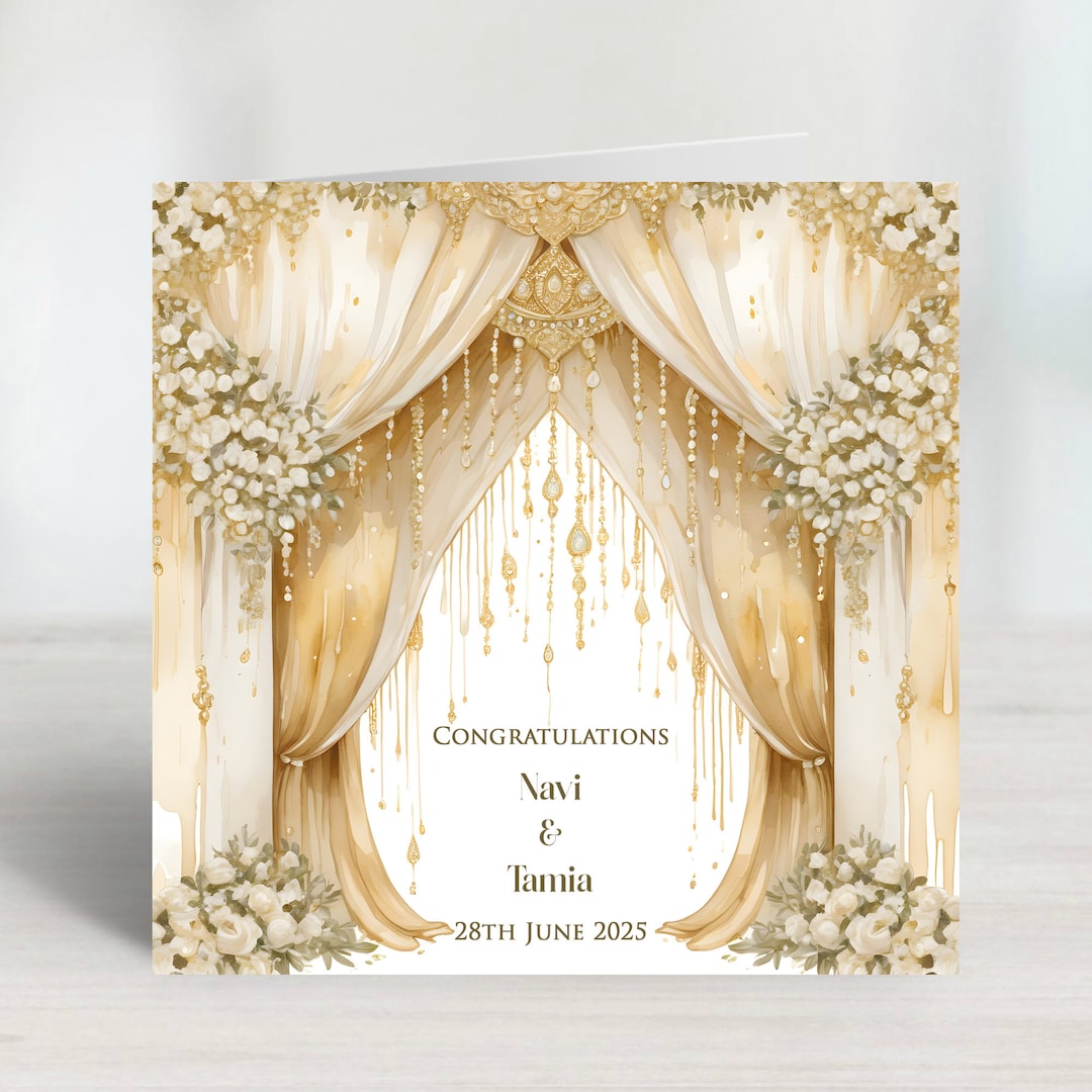 Personalised Gold & Ivory Indian, Hindu Congratulations, Wedding ...