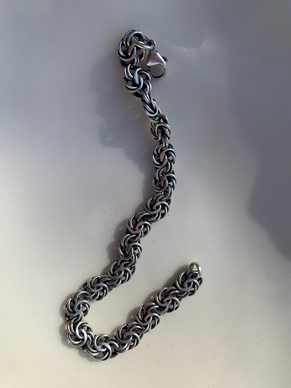 Heavy Sterling Silver Link Bracelet - Gem