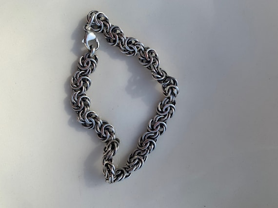 Heavy Sterling Silver Link Bracelet - Gem