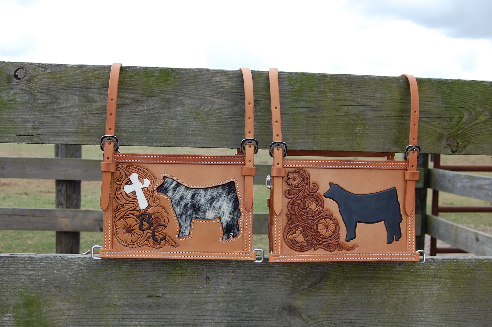 Custom Tooled Leather Livestock Show Number Harness | Etsy