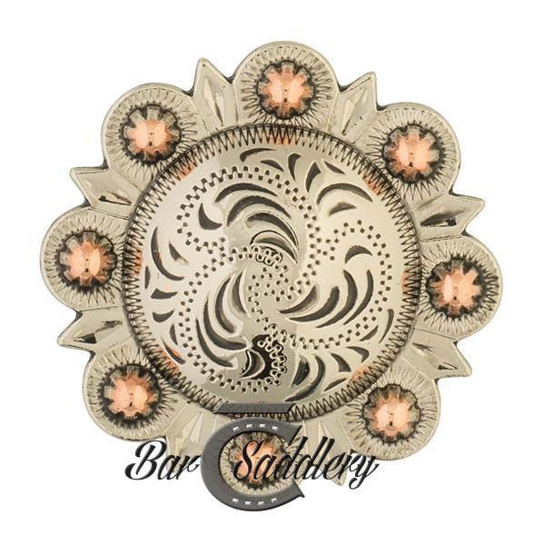 Old Silver Berry Concho With Copper Berries 3/4