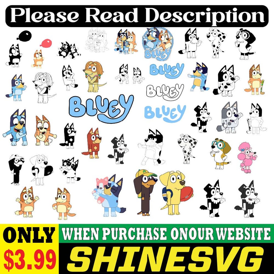 40 Designs Bluey SVG Bundle Bluey svg Bluey birthday - Etsy France