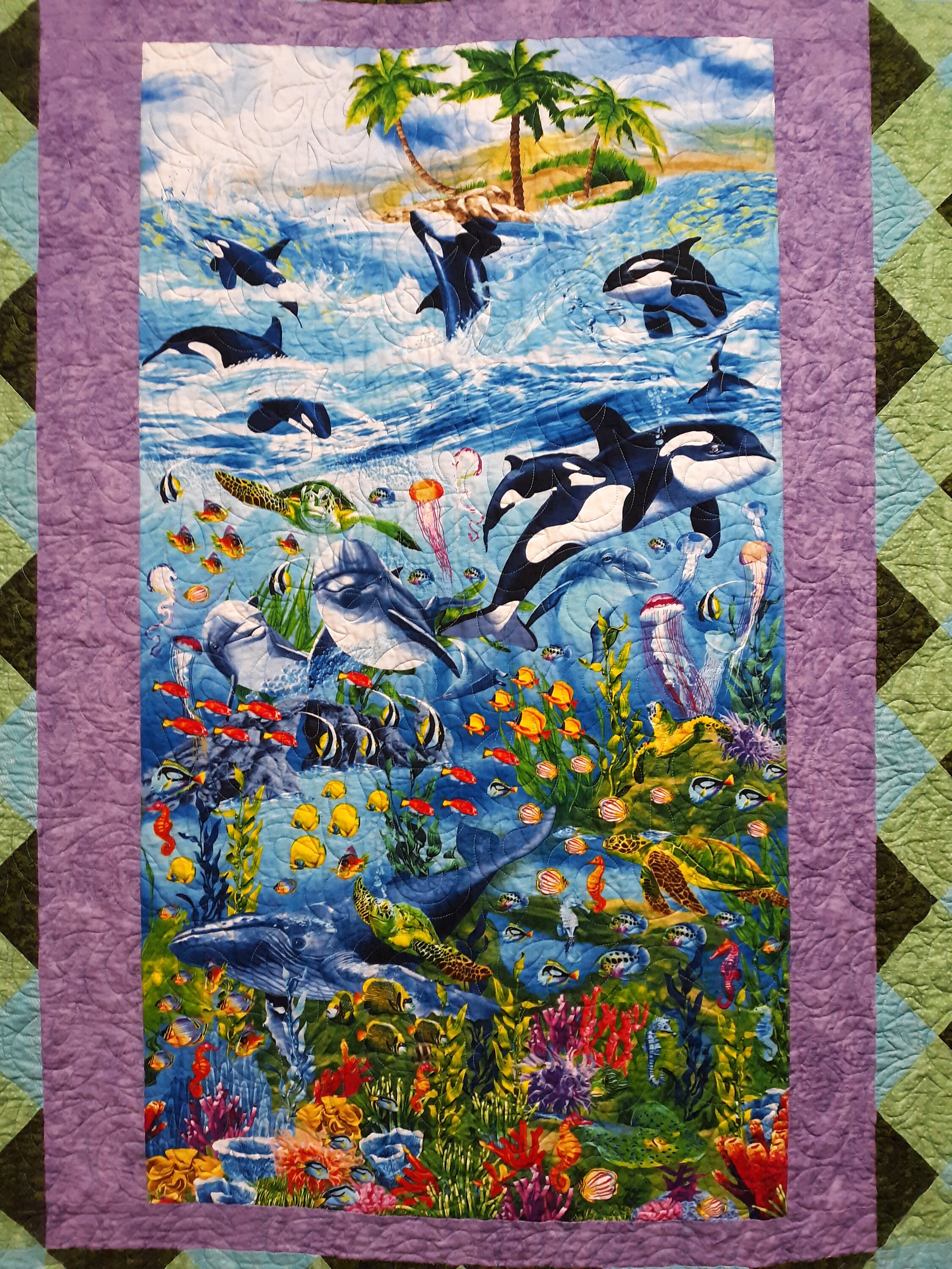 Sea Life Vacation Queen Size Panel Quilt Handmade - Etsy