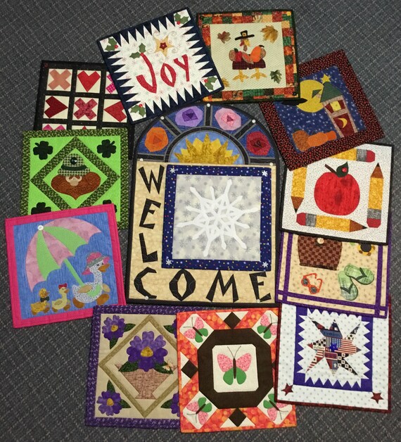 Appliqued Wall Hanging Calendar Quilt Set..12 Months With | Etsy